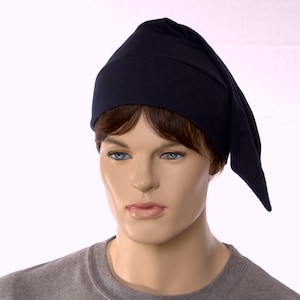 Night Cap Traditional Navy Blue Pointed Sleep Cap Cotton Unisex Adult ...