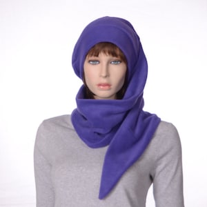 Long Scarf Stocking Cap Purple Wrap Around Hat Adult Men Women Tail Hat ...