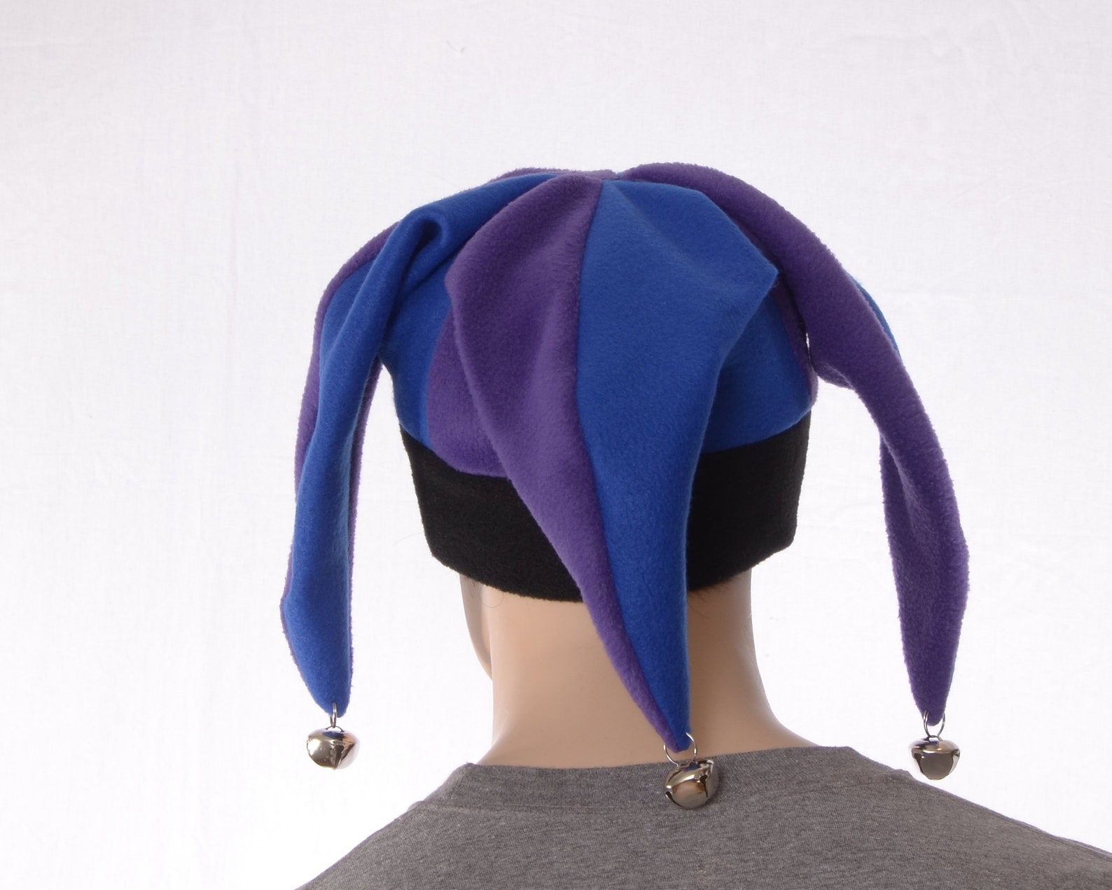 Jester Hat Purple Blue Black Three Point Harlequin Cap With - Etsy