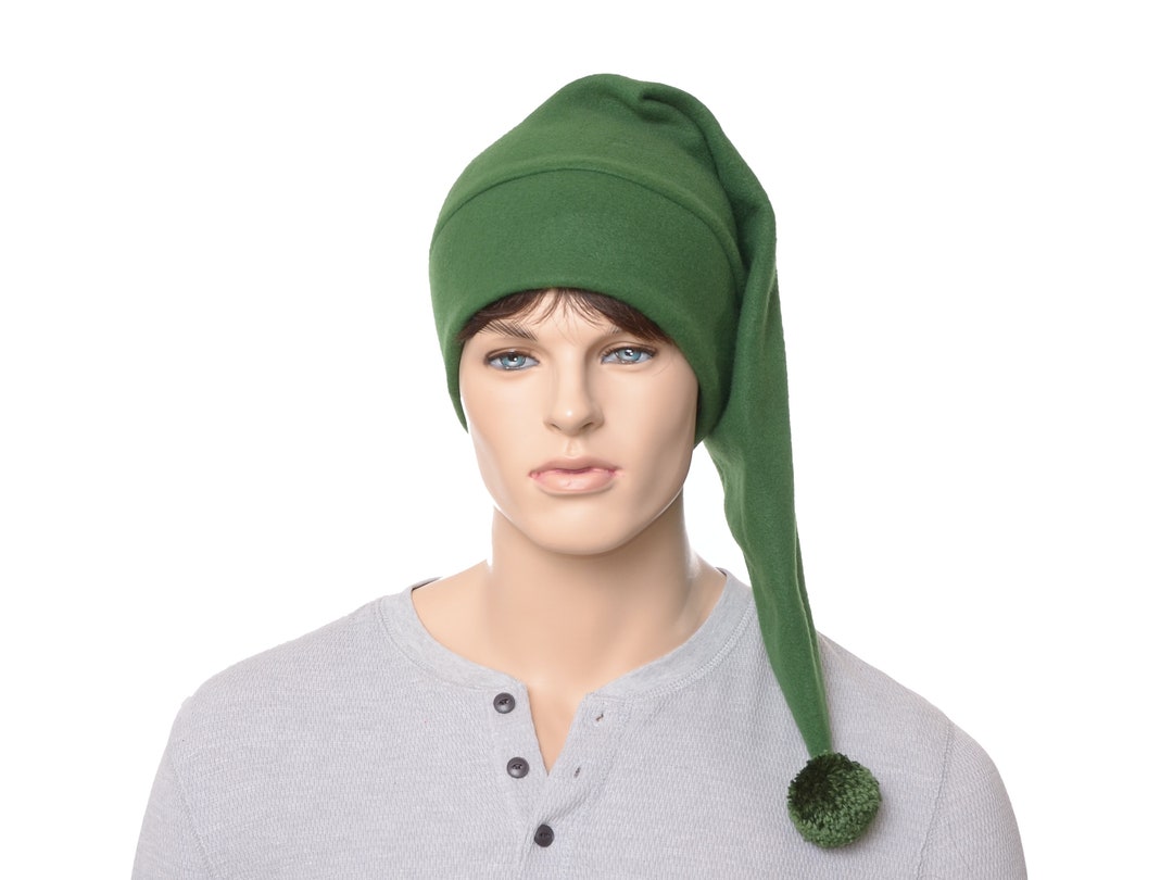 Green Fleece Stocking Cap: Extra Long Elf Hat With Pompom - Etsy