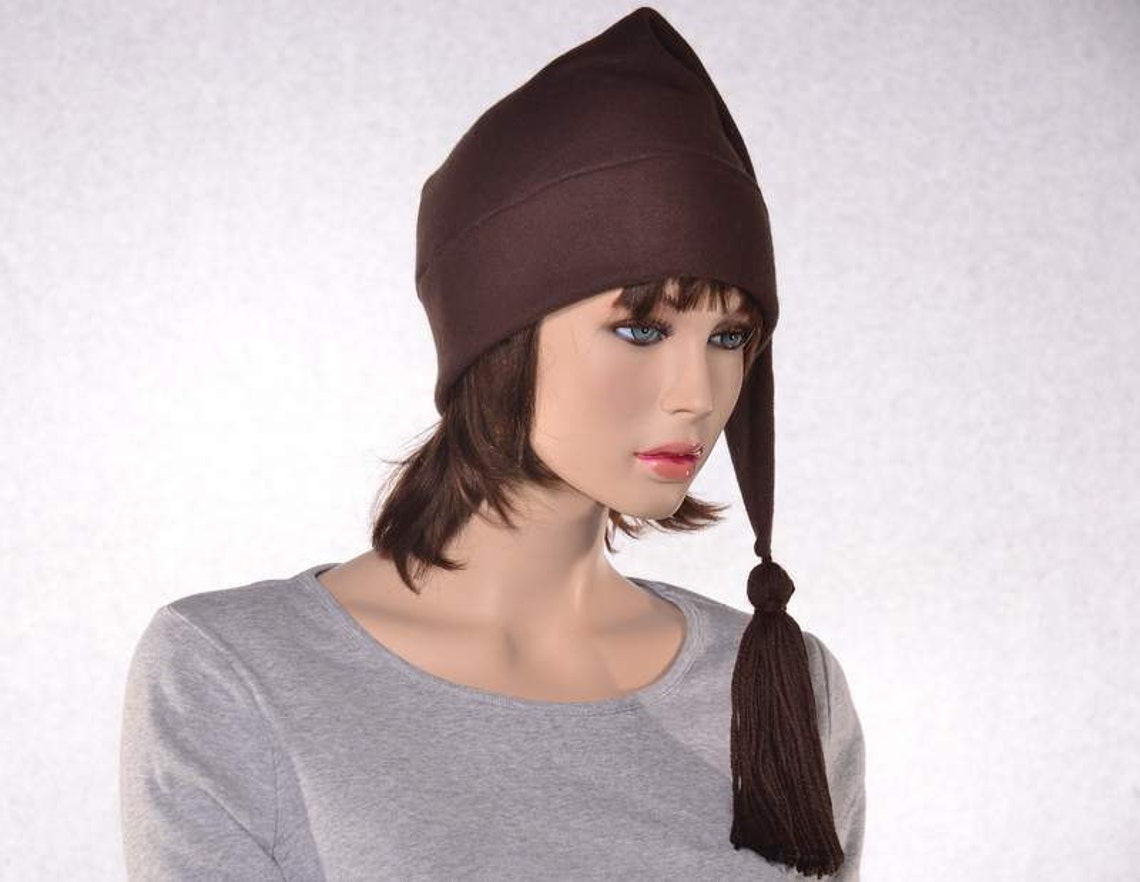 Brown Stocking Cap Long Pointed Hat Tassel Warm Winter Beanie - Etsy UK