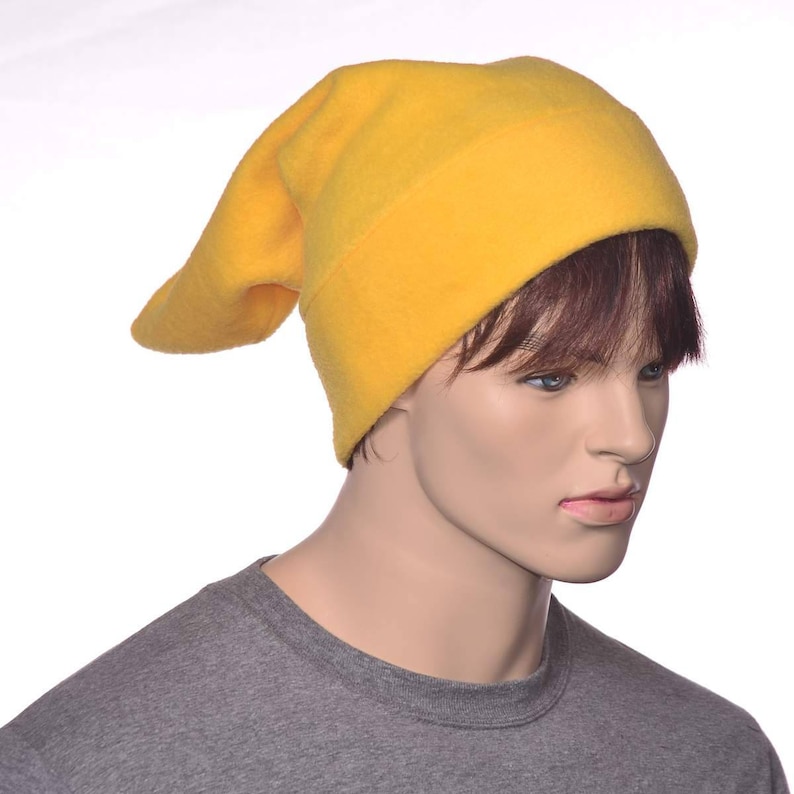 Elf Hat Yellow Fleece Pointed Beanie Dwarf Cap Hunter Sock Hat - Etsy