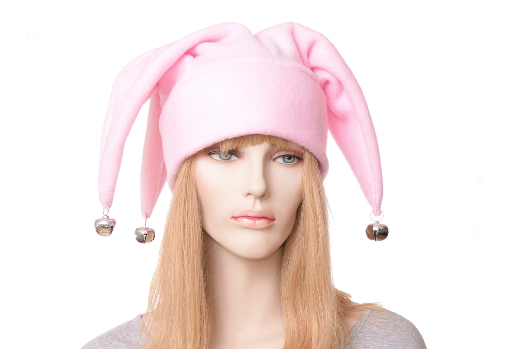 Pink Jester Hat Pastel Three Pointed Silver Bells Harlequin Fool ...