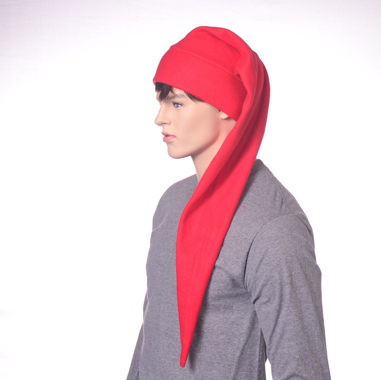 Elf Hat Stocking Cap Red Extra Long Waist Length Pointed Beanie Adult ...