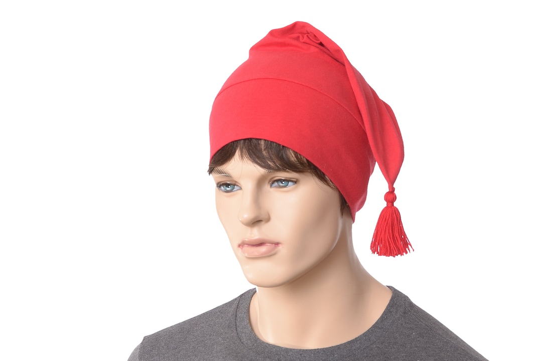 Sleeping Cap Red Cotton Nightcap Sleep Hat Pointed Tassel Night Cap ...