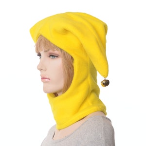 Jester Hood Hat Made of Fleece With Bells Harlequin Cap Pom Cosplay ...