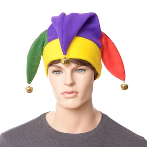 Jester Hat Green Purple Red With Gold Jingle Bells Fleece Harlequin Cap ...