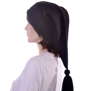 Black Stocking Cap Long Pointed Hat With Tassel Warm Winter Beanie ...