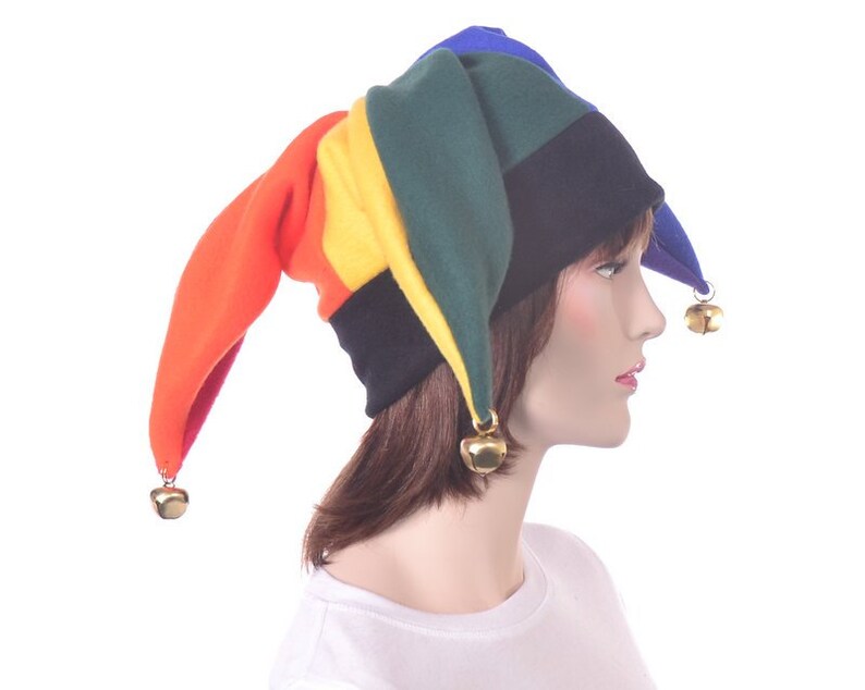 Rainbow Jester Hat With Bells Harlequin Party Cap Mardi Gras | Etsy
