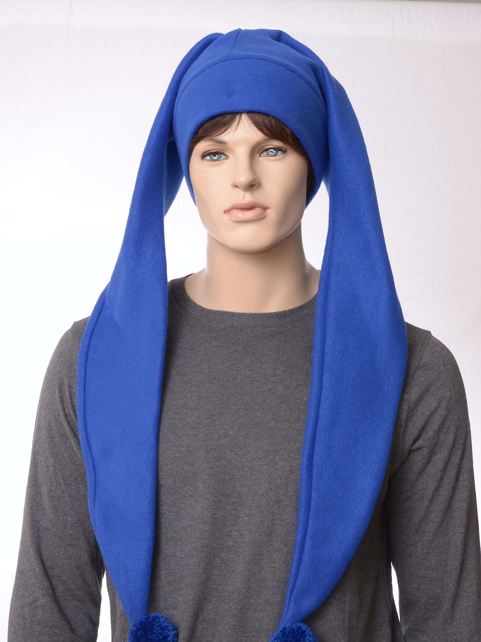 Jester Hat Extra Long Royal Blue Two Point Harlequin Cap Made of Fleece ...