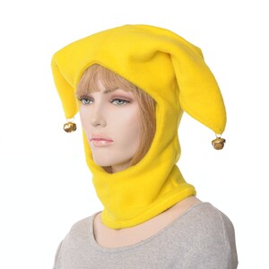 Jester Hood Hat Made of Fleece With Bells Harlequin Cap Pom Cosplay ...