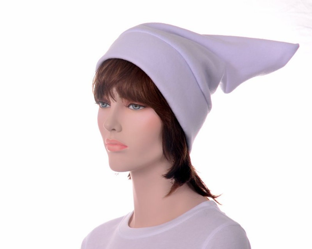 Elf Hat White Pointed Beanie Hat Dwarf Cap Stocking Cap Unisex Adult ...