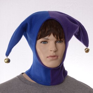 Jester Hood Blue Purple Hat Fleece With Bells Two Pointed Hat Cosplay ...