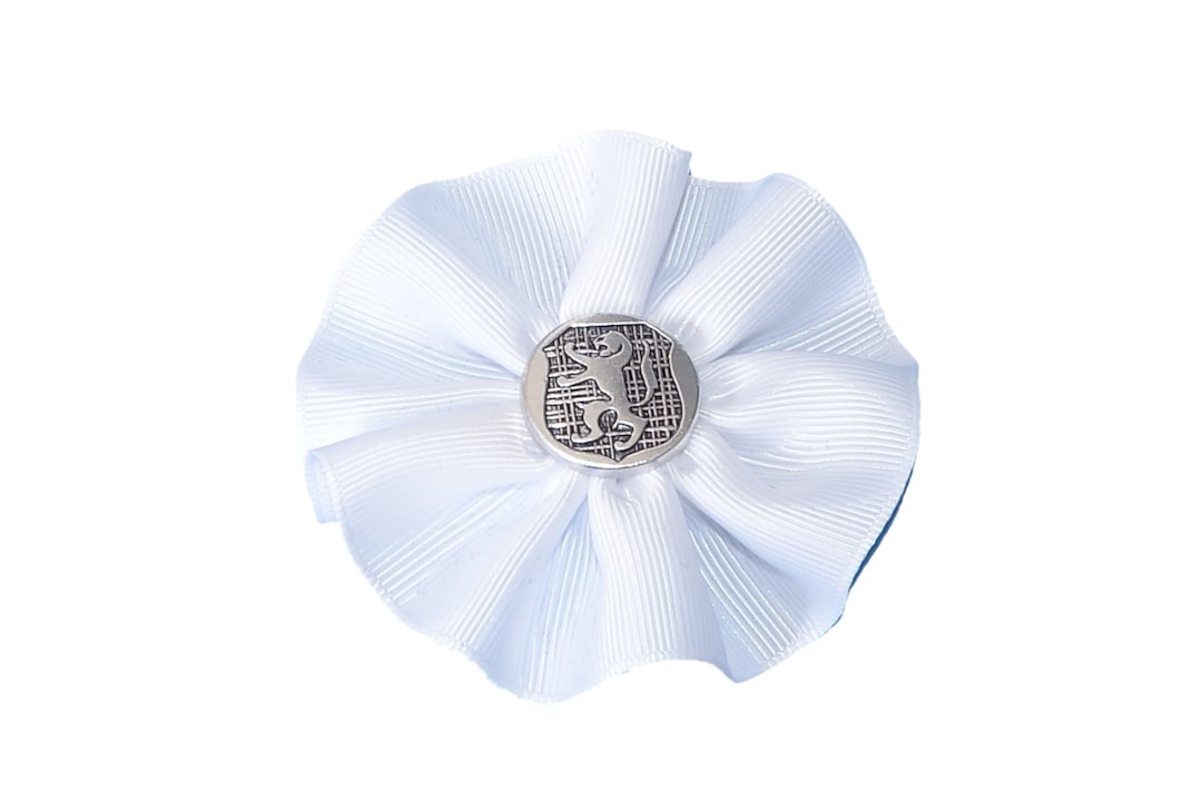 White Cockade Ribbon Lion Rampant Badge Center Hat Trim Brooch Loyalist ...