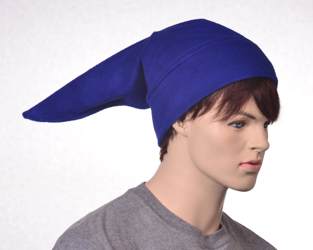 Blue Elf Hat Stocking Cap Fleece Pointed Hat Costume Dwarf Adult Men ...