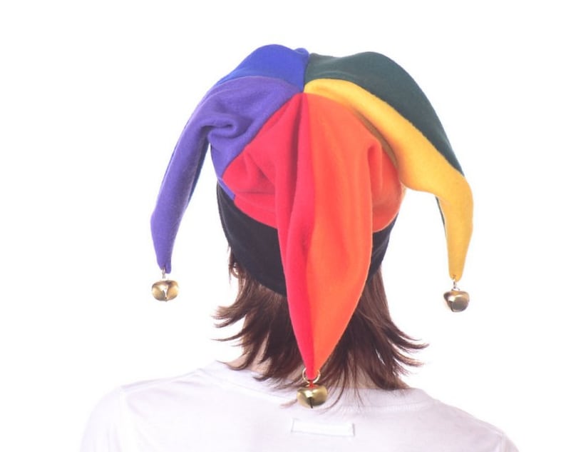 Rainbow Jester Hat With Bells Harlequin Party Cap Mardi Gras | Etsy