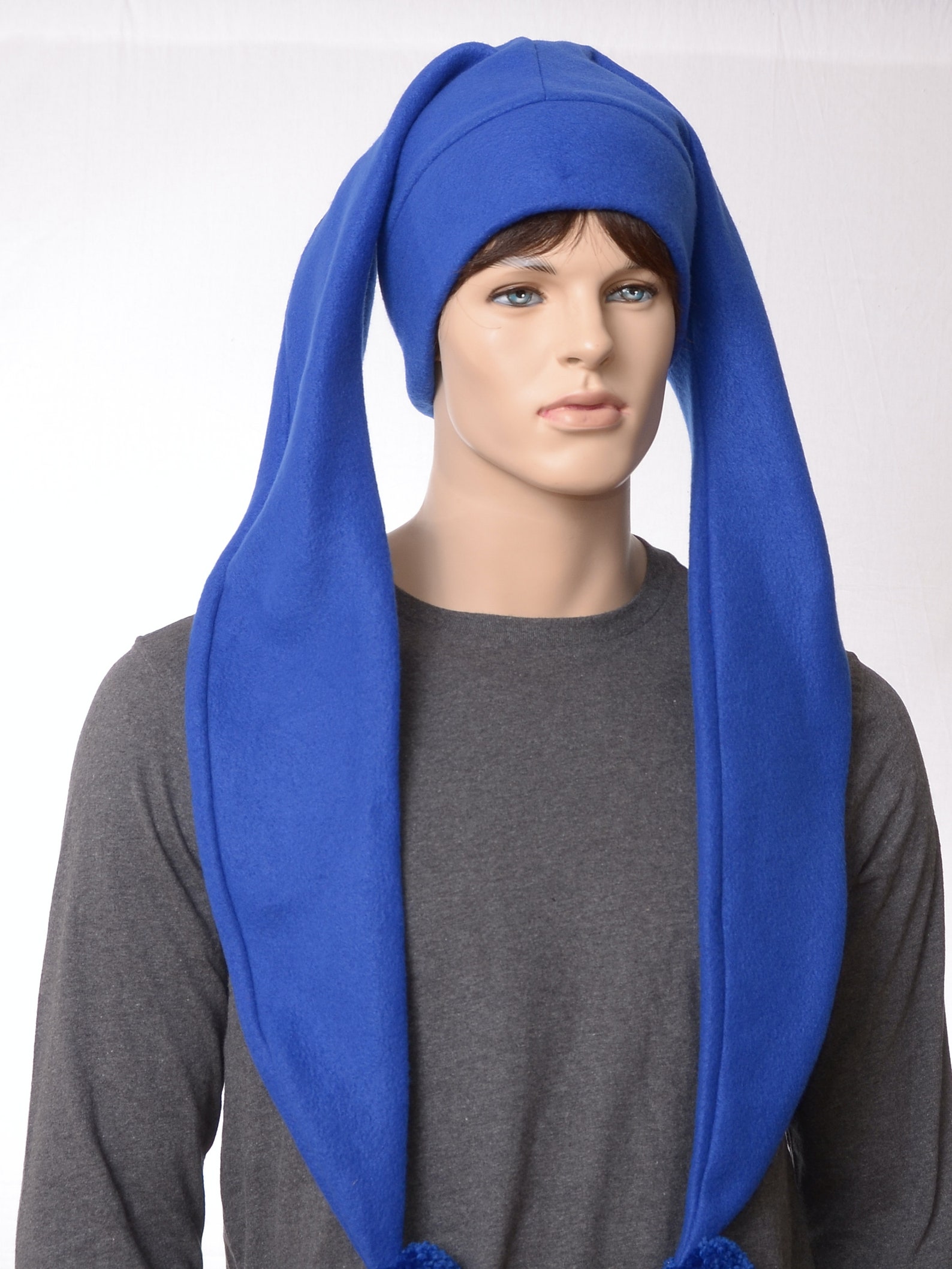Jester Hat Extra Long Royal Blue Two Point Cap Fleece Pompom - Etsy