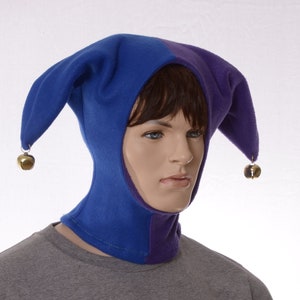 Jester Hood Blue Purple Hat Fleece With Bells Two Pointed Hat | Etsy