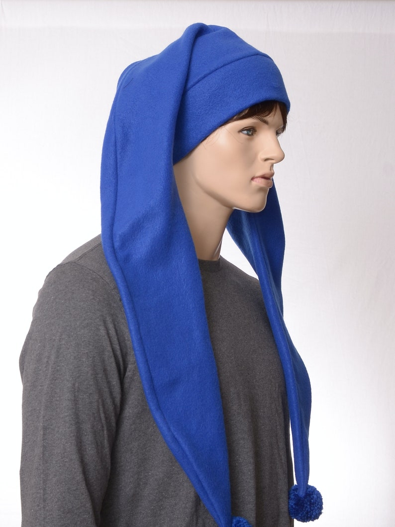 Jester Hat Extra Long Royal Blue Two Point Cap Fleece Pompom - Etsy