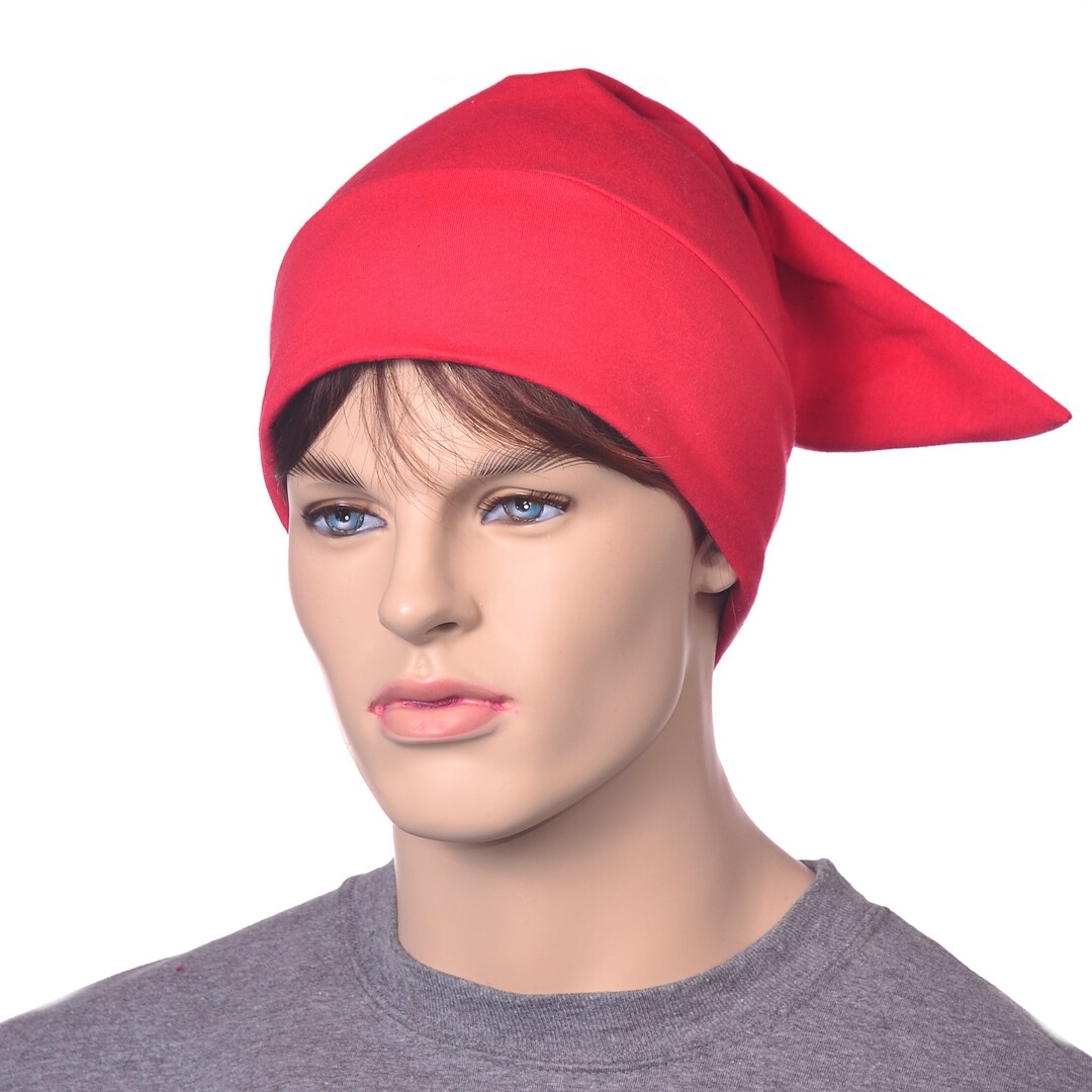 Red Cotton Elf Hat Nightcap Sleep Hat Short Pointed Night Cap Unisex ...