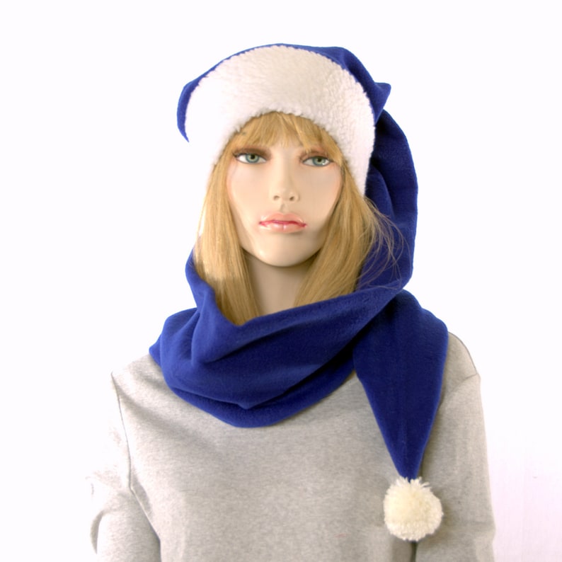 Stocking Cap Extra Long Royal Blue Sherpa Headband Pompom - Etsy