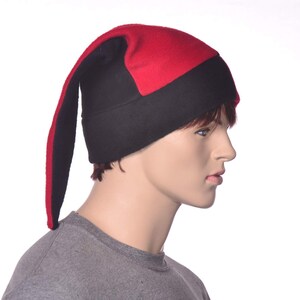 Red Black Jester Hat Backward Pointing Tips Pointed Fleece - Etsy