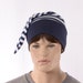 Striped Night Cap Navy Blue White Pointed Pompom Unisex Adult Men Women ...