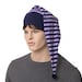 Night Cap Navy Blue Purple Striped Cotton Nightcap With Pompom Adult ...