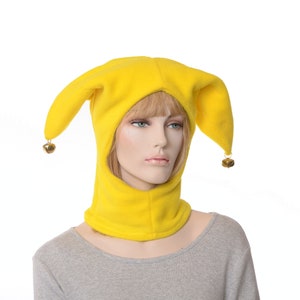 Jester Hood Hat Made of Fleece With Bells Harlequin Cap Pom Cosplay ...