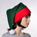 Green Red Stocking Cap Red Headband White Pompom Christmas Elf Hat ...