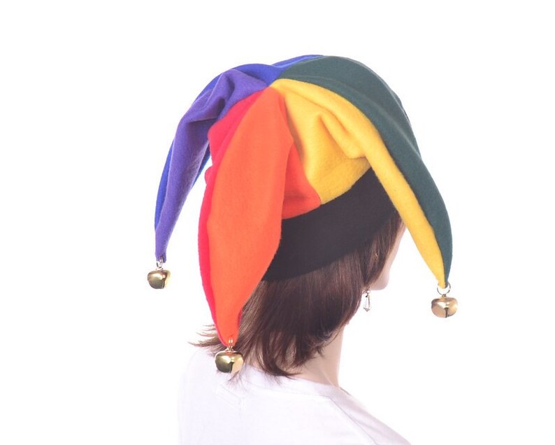 Rainbow Jester Hat With Bells Harlequin Party Cap Mardi Gras | Etsy