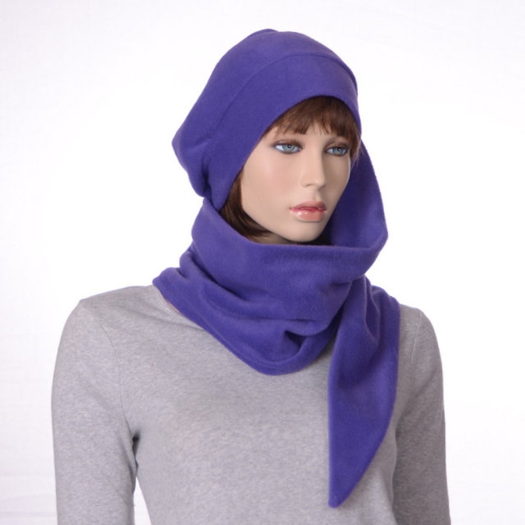 Long Scarf Stocking Cap Purple Wrap Around Hat Adult Men Women Tail Hat ...