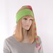 Sleep Hat Nightcap Green Pink Stripe Pointed Hat Cotton Night - Etsy