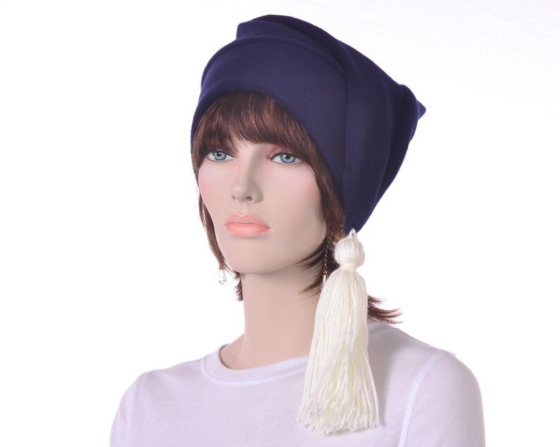 Navy Blue Stocking Hat Phrygian Cap White Tassel Costume Elf - Etsy