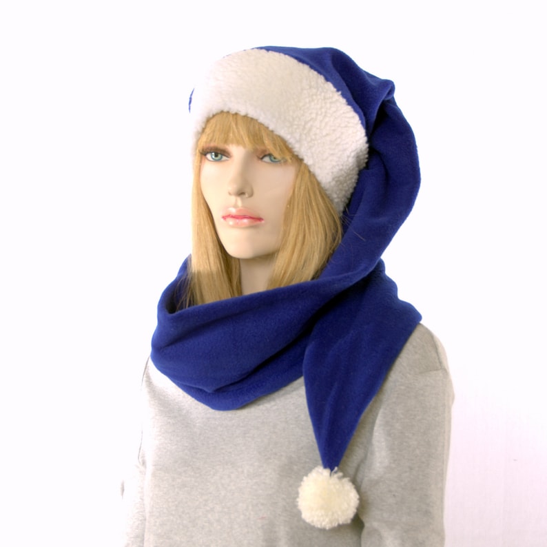 Stocking Cap Extra Long Royal Blue Sherpa Headband Pompom - Etsy