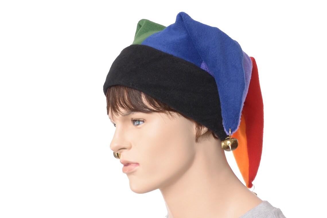 Rainbow Jester Hat With Bells Harlequin Cap Mardi Gras - Etsy