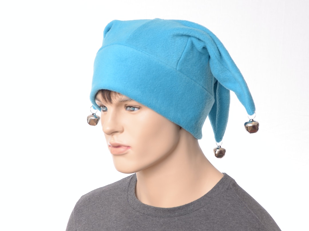Jester Hat Turquoise Three Pointed Joker Halloween Costume Hat Bells ...