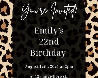 Leopard Print Birthday Invitation Beige - Etsy