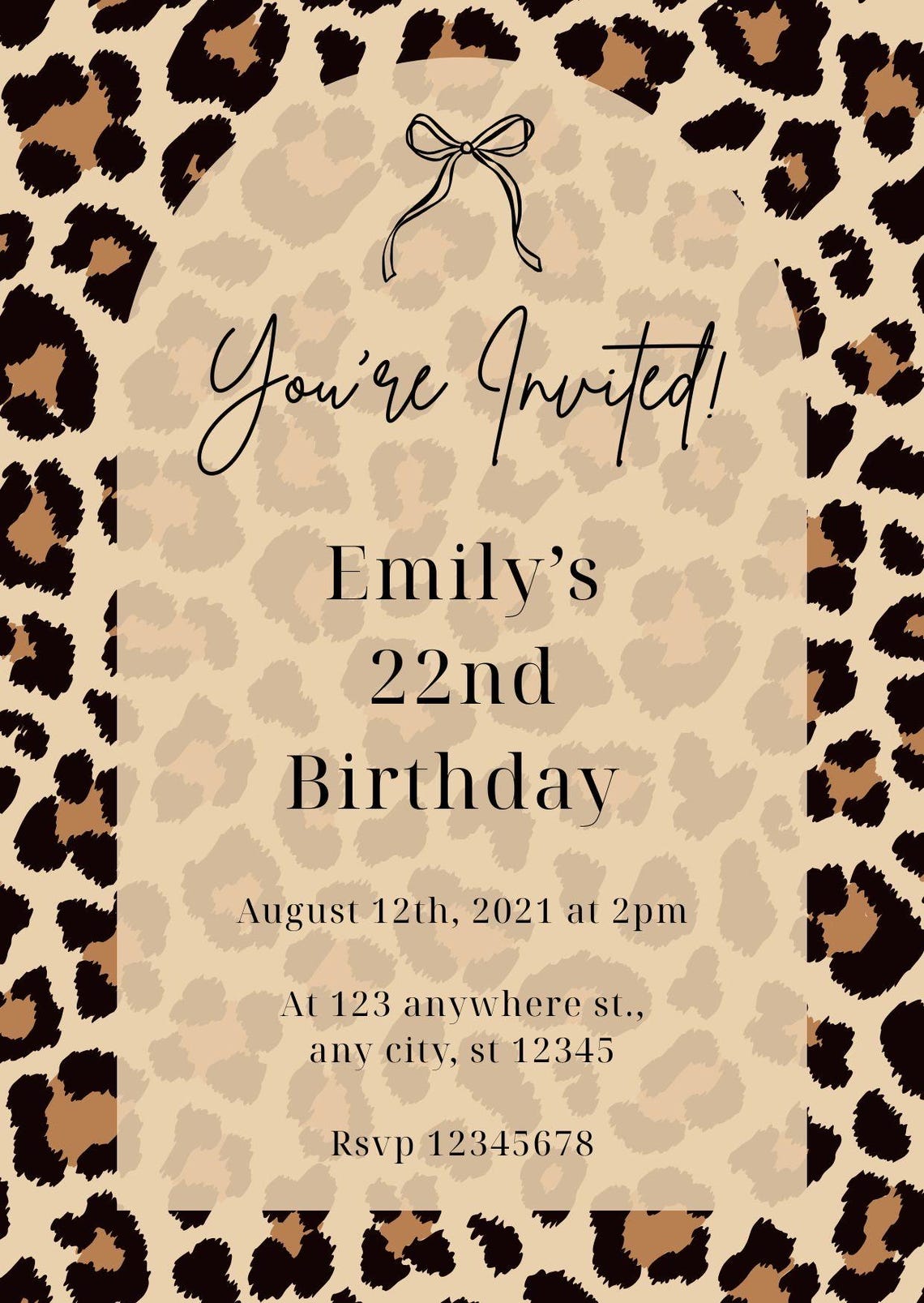 Leopard Print Birthday Invitation Beige - Etsy