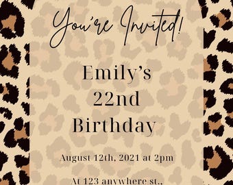 Editable Leopard Print Birthday Card Template | Printable Birthday Card ...