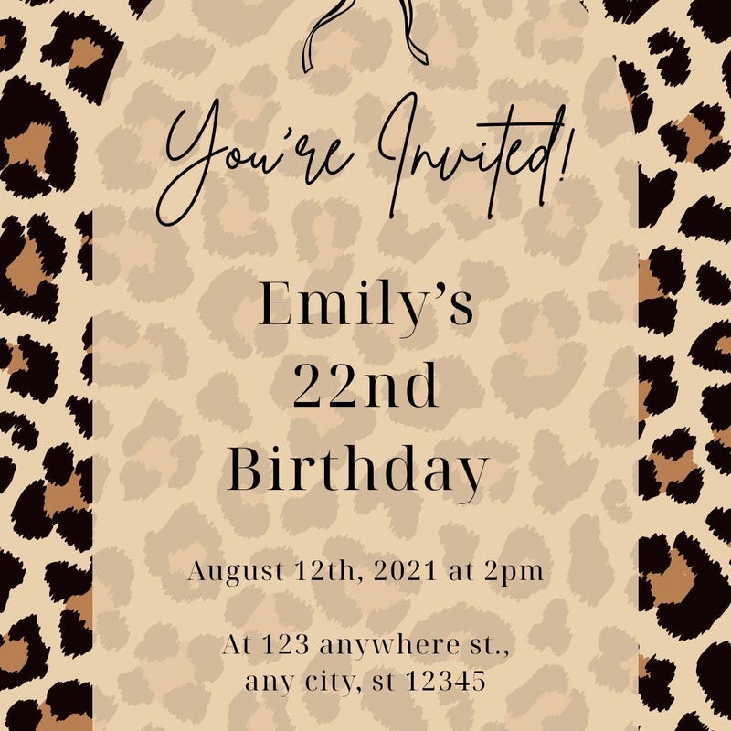 Leopard Print Invitations - Etsy
