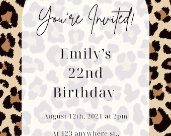 Editable Leopard Print Birthday Card Template | Printable Birthday Card ...