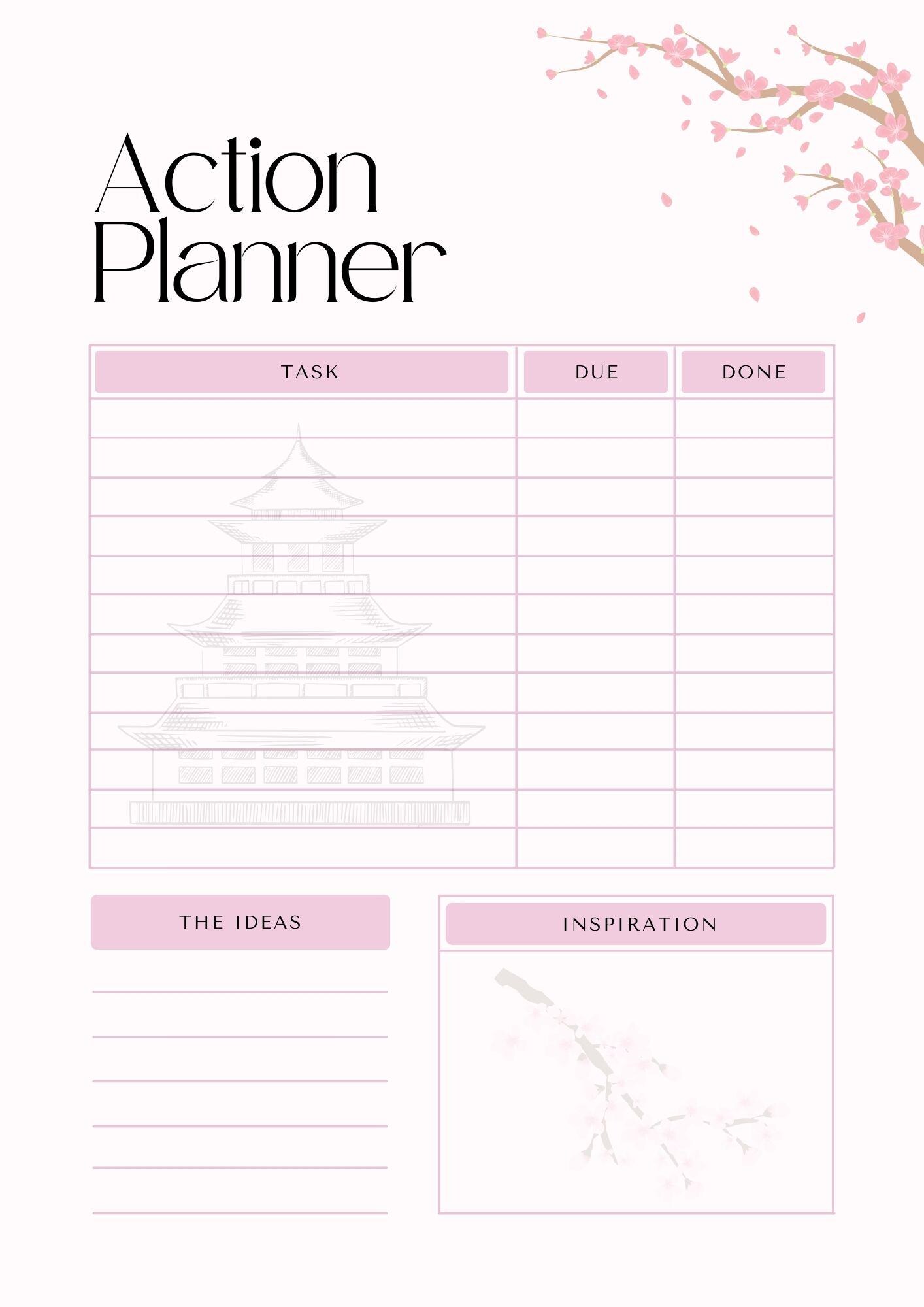 Printable Kawaii Japanese Daily Planner | Action Planner PDF | A4 ...