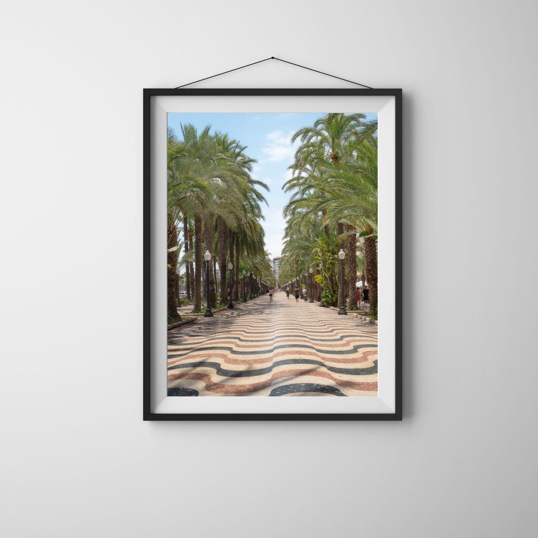 Alicante Explanada Print | Spanish Palm Tree | Walkway Art ...