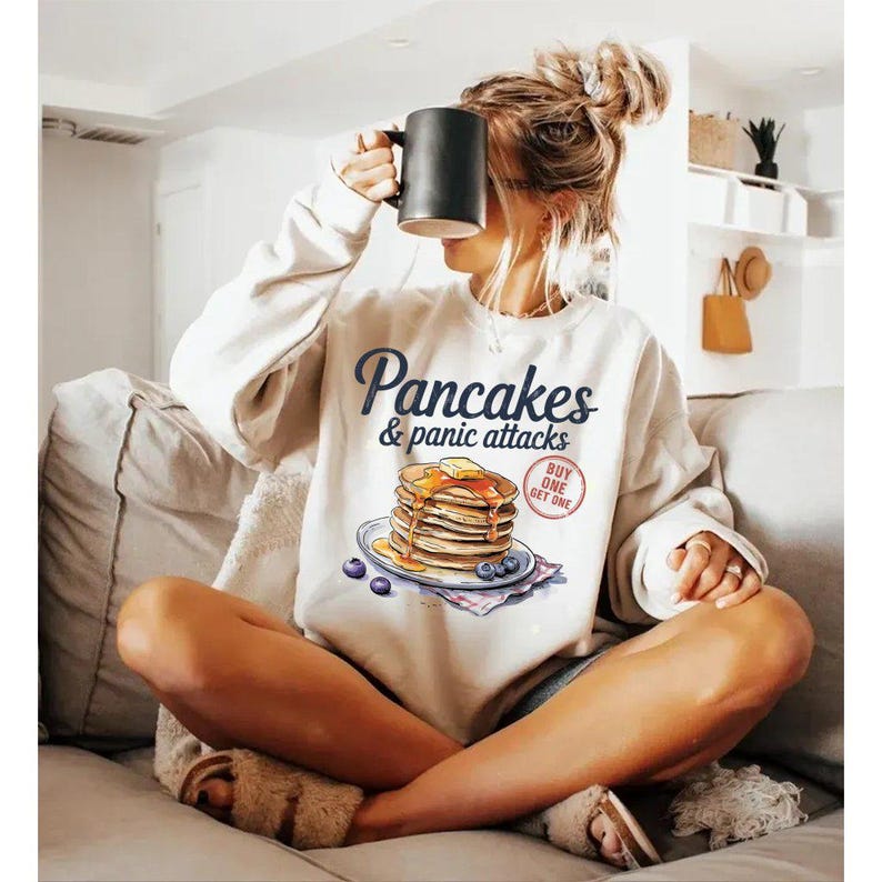 Pancakes and Panic Attacks SVG PNG, Funny Retro Sublimation Design ...