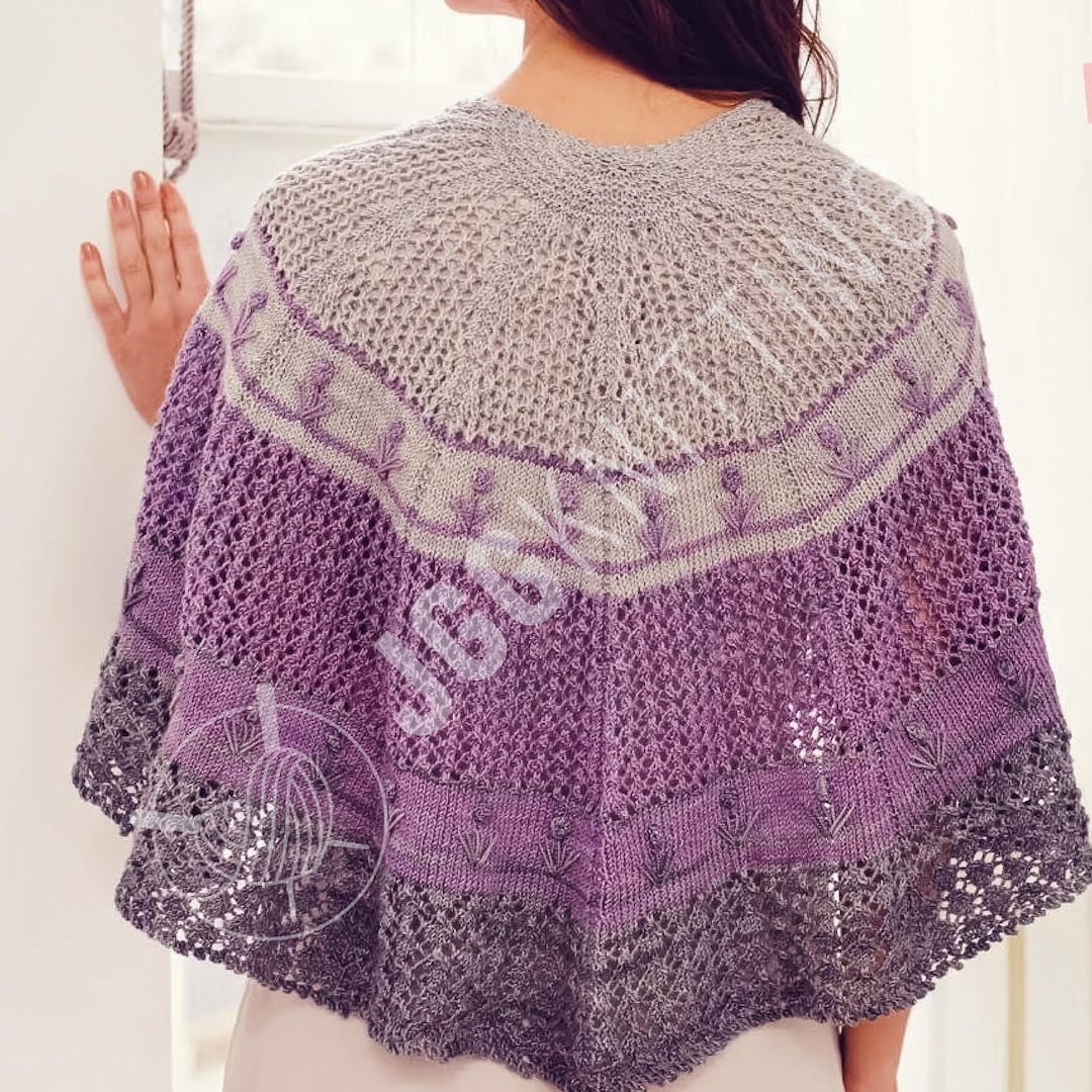 Knitting Pattern PDF for Lace Shawl I Floral Crescent Shawl Knit ...