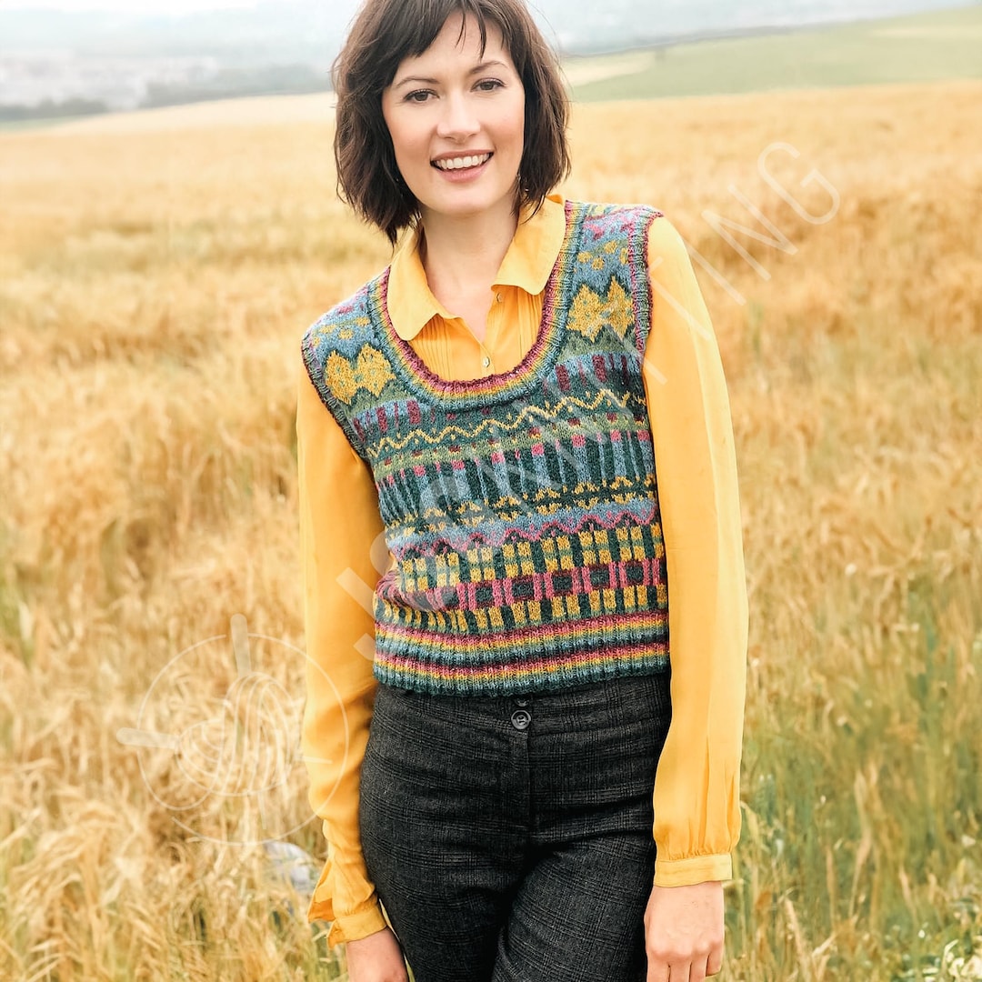 Fair Isle Vest Knitting Pattern PDF | Vintage Colorwork Slipover With ...