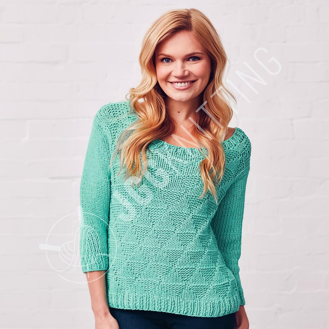 Knitting Pattern PDF for Triangle Sweater I Women’s Textured Knit Top I ...