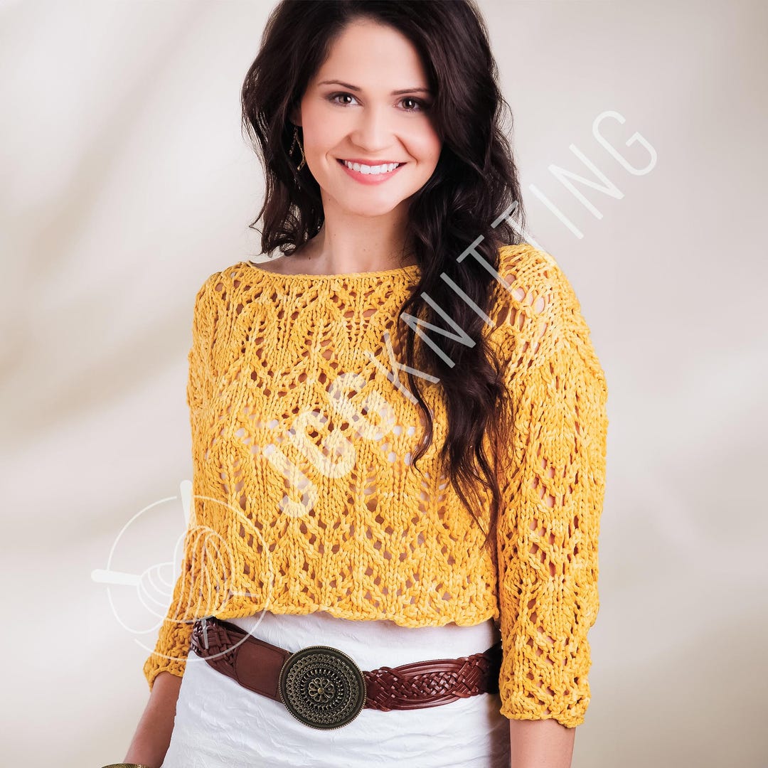Lace Knitted Cropped Sweater Knitting Pattern PDF | Lightweight Summer ...