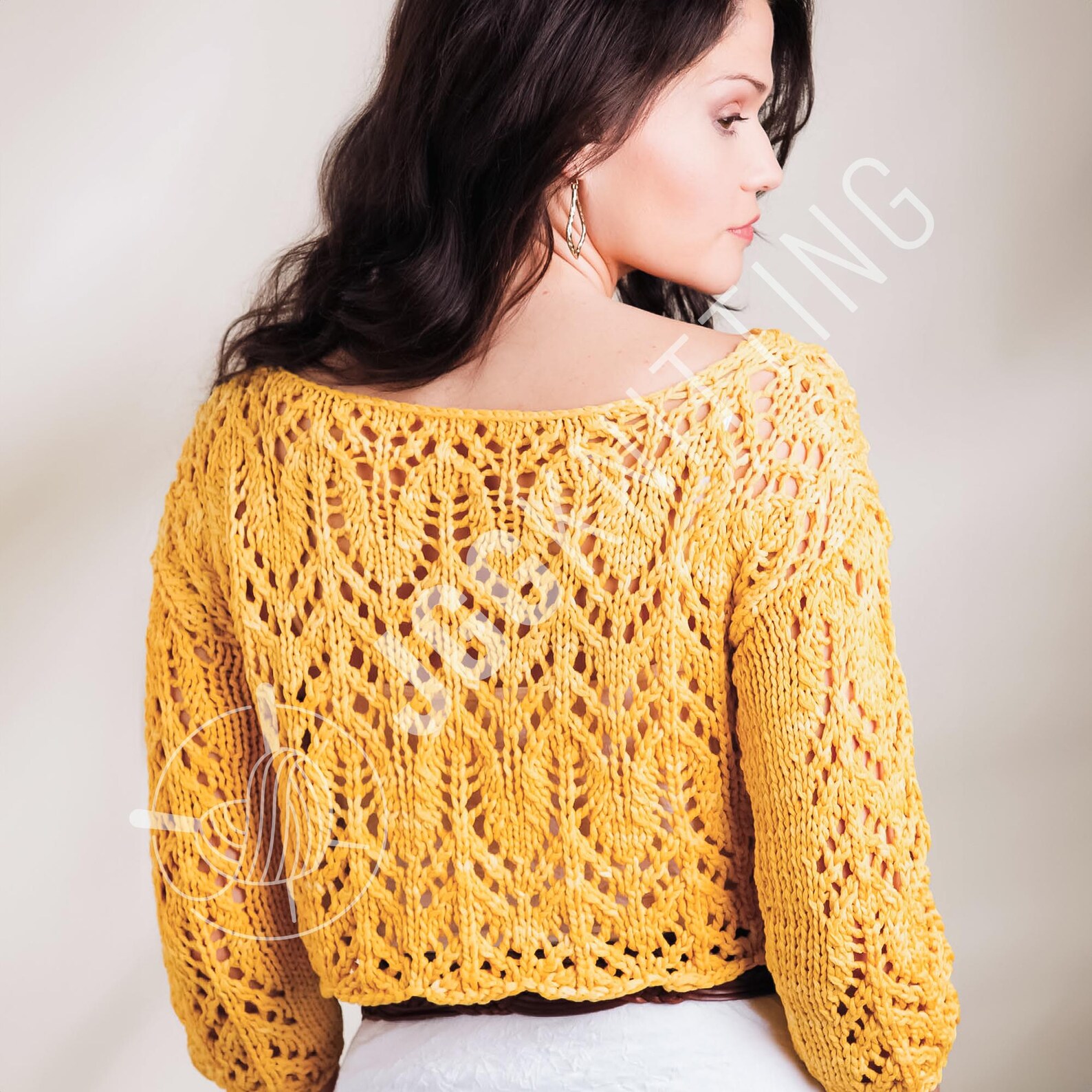 Lace Knitted Cropped Sweater Knitting Pattern PDF | Lightweight Summer ...